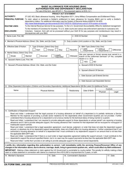 Da Form 5960 Pdf Fillable Printable Forms Free Online