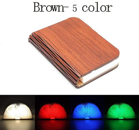 Portable Folding Book 3d Rgb Color Usb Recharge Wooden Lamp Warmly Lights