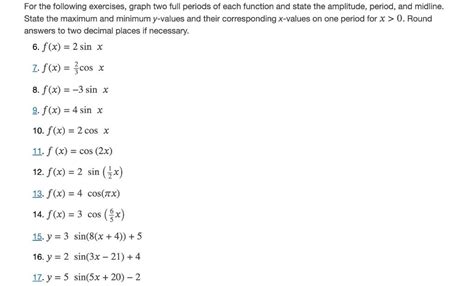Solved For The Following Exercises Graph Two Full Periods Chegg