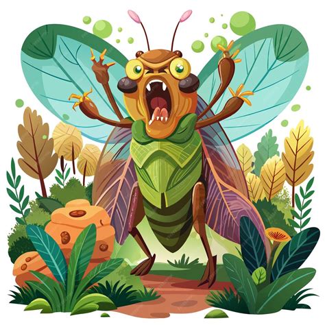 Cicada Bug Tender Screams Garden Vector Premium Ai Generated Vector
