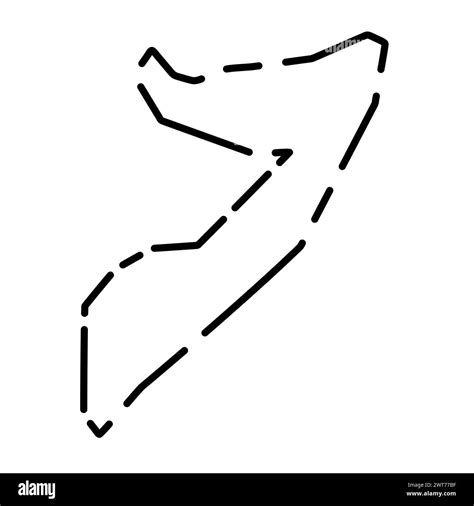 Somalia Country Simplified Map Black Broken Outline Contour On White Background Simple Vector