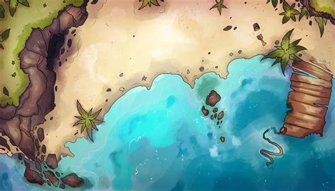 Oc Art A Beach Battlemap I Drew For A Beach Episode 35x20