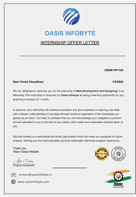 Vinod Choudhary On Linkedin Internship