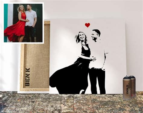 Custom Stencil Portrait On Canvas Street Art Style Personalized Urban Art Valentine Day