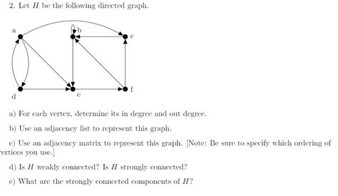 Solved Let H Be The Following Directed Graph For Each