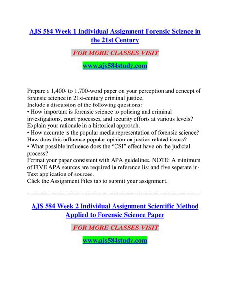 Gvrthtyuki Ajs 584 Week 1 Individual Assignment Forensic Science In The 21st Century Page 1