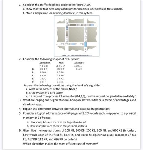 Solved 1 Consider The Traffic Deadlock Depicted In Figure