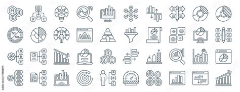 Set Of 40 Outline Web Infographic Element Icons Such As Chart Ratio Graph Infographic