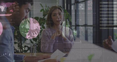 Image Of Data Processing Over Diverse Business People During Meeting