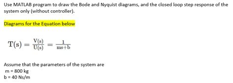 Solved Use Matlab Program To Draw The Bode And Nyquist