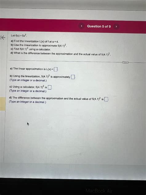 Solved Let F X 5x2 A Find The Linearization L X Of Fat