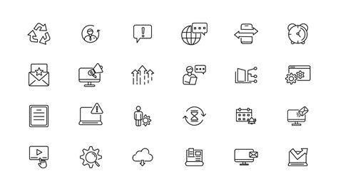 Information Technology Line Icons Collection Big Ui Icon Set In A Flat