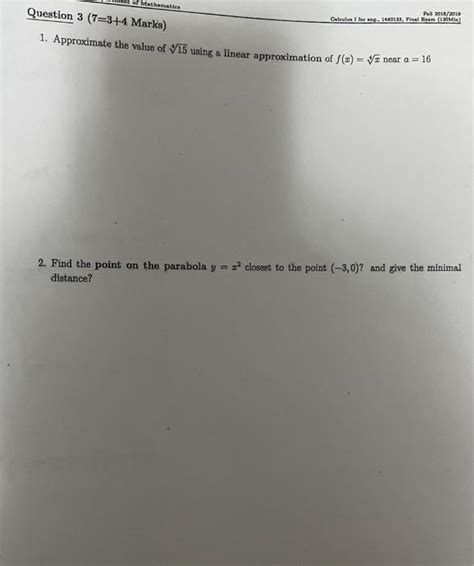 Solved 1 Approximate The Value Of 415 Using A Linear