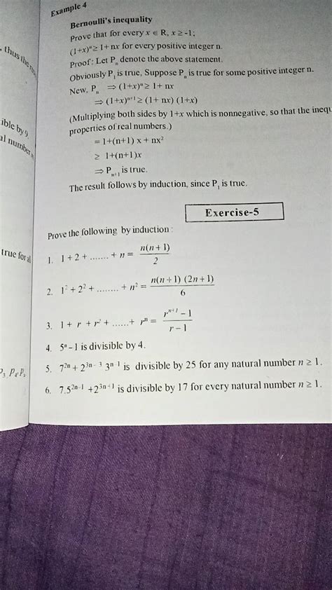 Example 4 Bernoullis Inequality Prove That For Every X∈r X≥−1 1 X N≥1