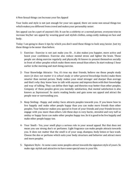 6 Non Sexual Things Can Increase Your Sex Appeal Docx