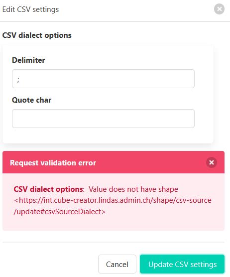 Error When Changing CSV Settings For The Delimiter Issue Zazuko Cube Creator GitHub
