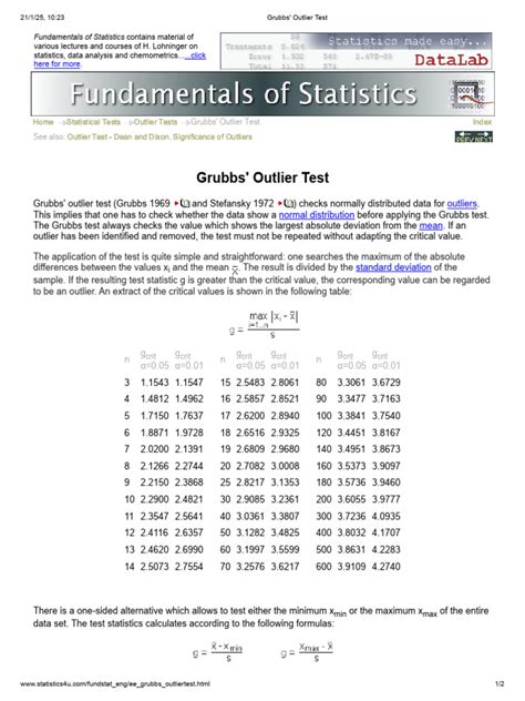 Grubbs Outlier Test Pdf Outlier Normal Distribution