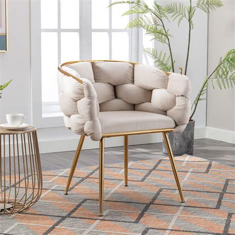 Luxury Velvet Accent Chair Modern Upholstered Chair With Metal Frame