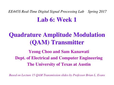 Ppt Lab 6 Week 1 Quadrature Amplitude Modulation Qam Transmitter Powerpoint Presentation