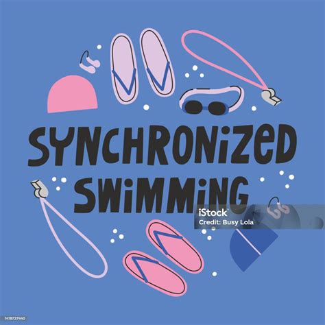 동기화 된 수영 손으로 그려진 낙서 글자는 다채로운 배경에 원을 그리며 그려집니다 가격에 대한 스톡 벡터 아트 및 기타 이미지 가격 건강한 생활방식 경쟁 Istock