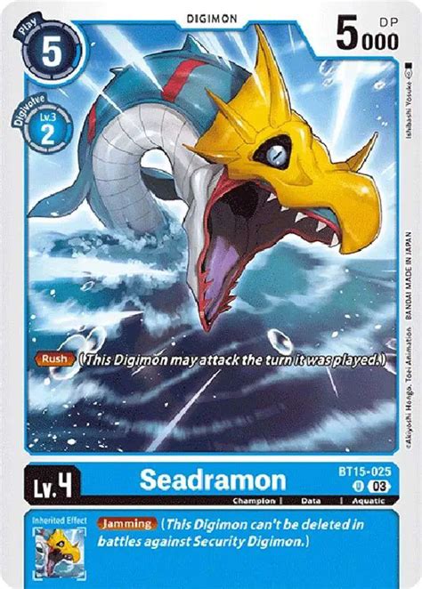 Digimon Exceed Apocalypse Single Card Uncommon Seadramon Bt15 025 Toywiz