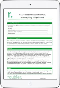 Employee Grievance And Appeal Template Roubler Australia Resources