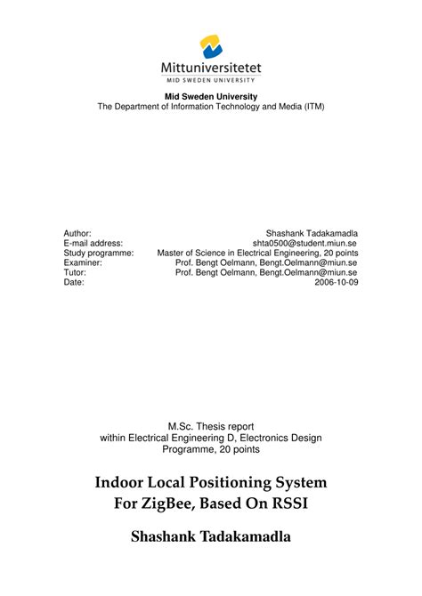 pdf indoor local positioning system for zigbee based on rssi