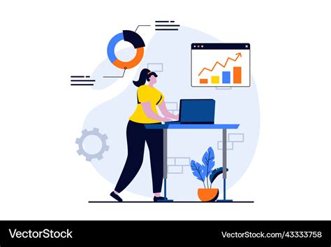 Data Science Concept With People Scene In Flat Vector Image