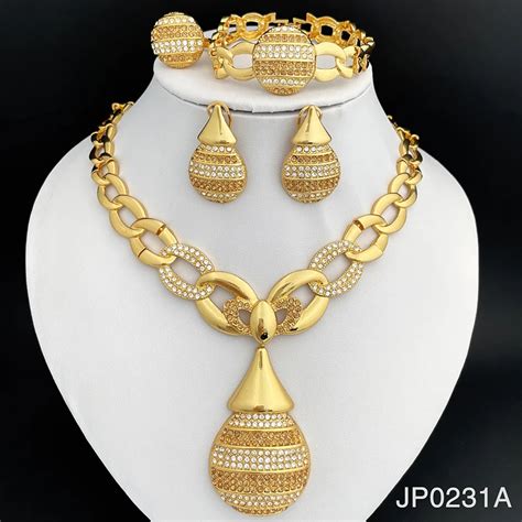 Ensemble De Bijoux Plaqu Or 18 Carats Pour Femmes Colliers Boucles D