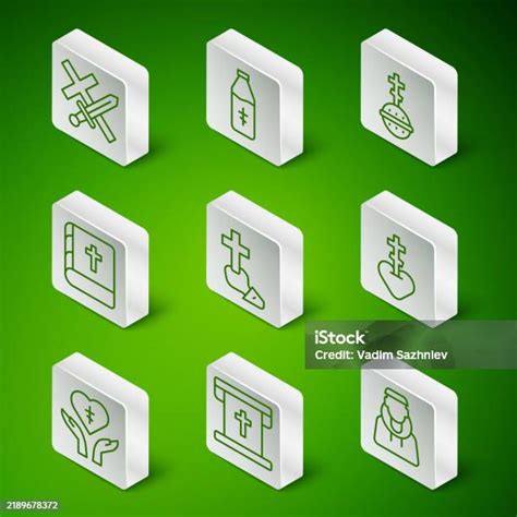 세트 라인 수도사 기독교 십자가와 깃발 십자군 기독교 성경 책 물병 마음과 아이콘에 종교적 벡터 0명에 대한 스톡 벡터 아트 및 기타 이미지 Istock