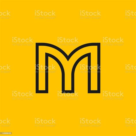 Modern Black M Letter Logo Design Yellow Background 3d Letter M Logo Template Linear Creative