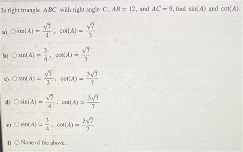 Solved In Right Triangle ABC With Right Angle C AB And Chegg Com