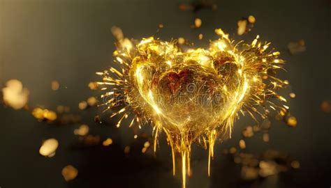 Exploding Golden Heart Ai Generated Stock Image Image Of Abstract