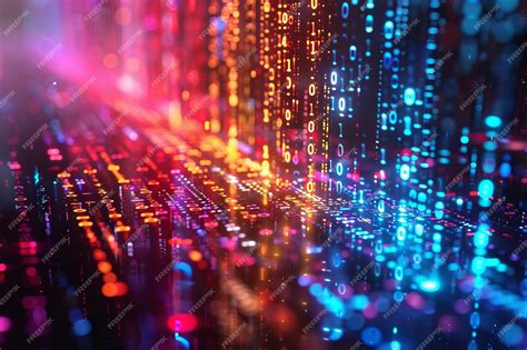 Abstract Digital Data Flow With Glowing Binary Code Premium Ai Generated Image