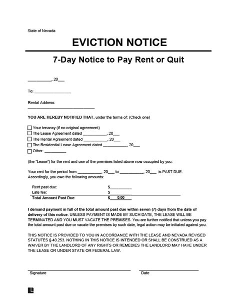 Free Nevada Eviction Notice Forms Pdf And Word Templates