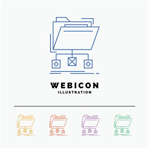 backup data files folder network 5 color line web icon template
