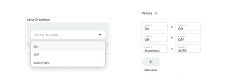 value drop down widget electronics