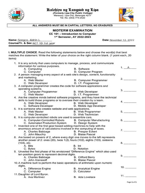 Cc 101 Midterm Exam Pdf