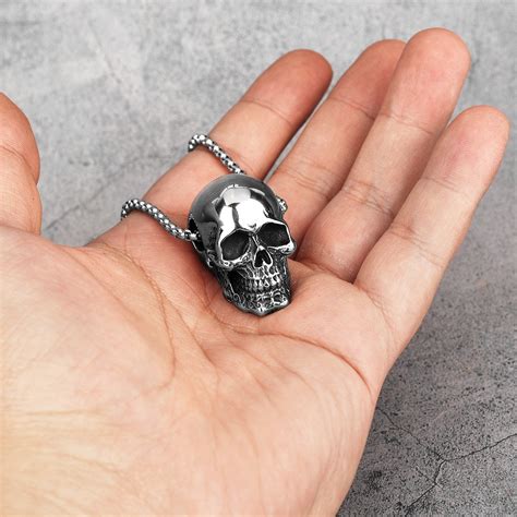 Stainless Steel Skull Necklace Goth N Rock
