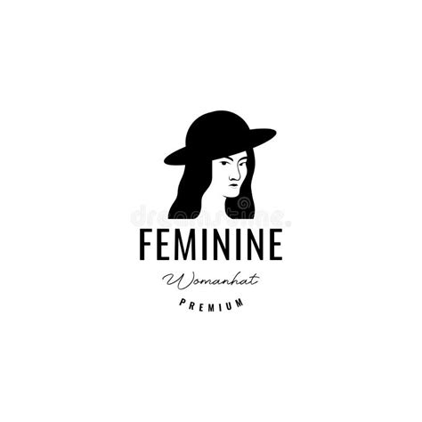 Beautiful Feminine Woman Long Hair With Hat Logo Design Vector Stock Vector Illustration Of