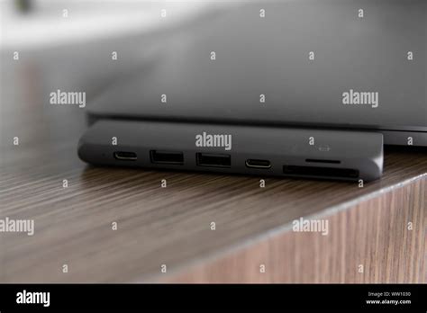 The USB Adapter Under The Type C Connector For Laptop Multiport Station For Laptop With