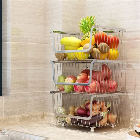 Многослойный пол для фруктов и овощей домашняя корзина для хранения Нержавеющая сталь Ванная