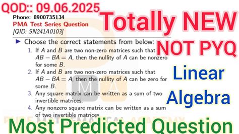 Linear Algebra Most Predicted Question For Csir Net Mathematics Exam
