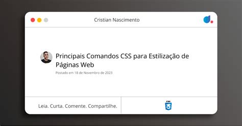 Principais Comandos Css Para Estilização De Páginas Web Cristian Nascimento Css Dio