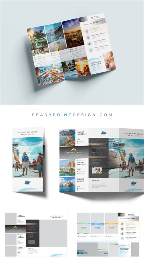 Luxury Boat Cruise Travel Agency Trifold Brochure Ready Print Design