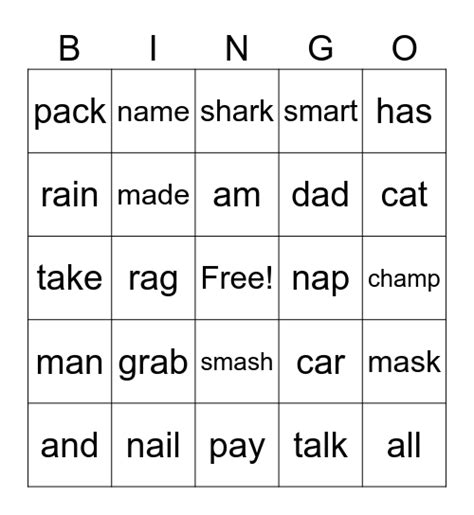 Keyword Bingo Card