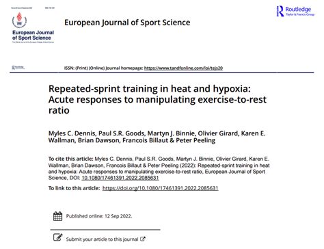 Repeated Sprint Training In Heat And Hypoxia Acute Responses To Manipulating Exercise To Rest