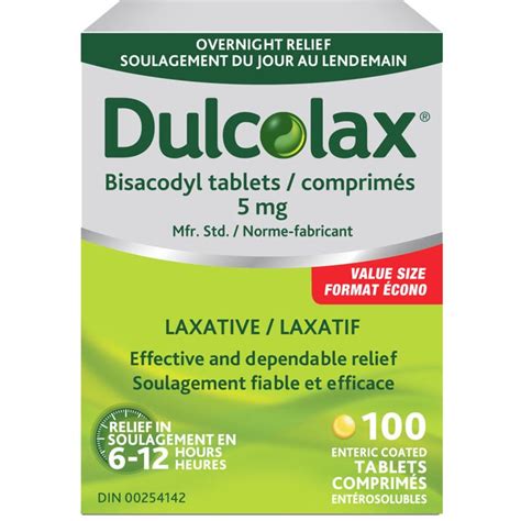 Dulcolax® Laxative Tablets 5mg 100ct Overnight Relief For Occasional