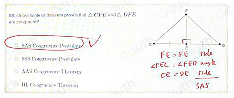 Solved Which Postulate Or Theorem Proves That Cfe And Dfe Are Congruent Sas Congruence Postu