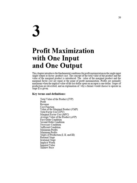Profit Maximization With One Input And One Output Pdf Profit Economics Economics